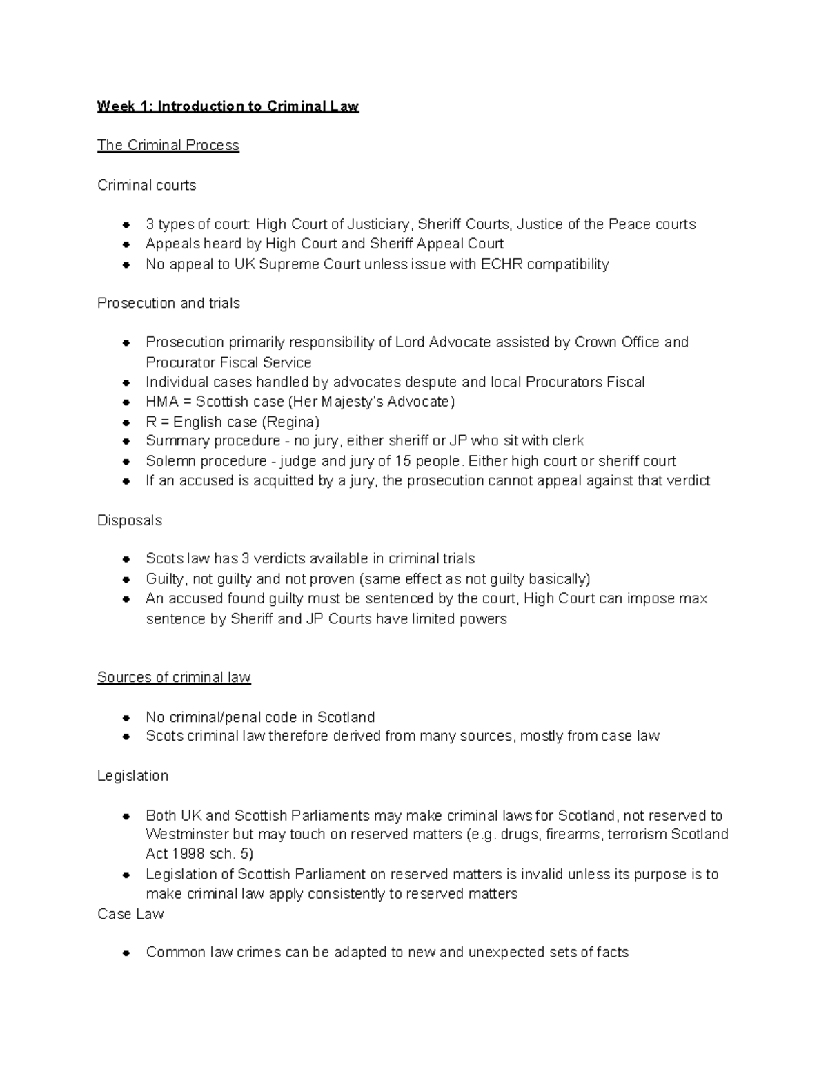 Criminal Law Week 1 - Introduction to Criminal Law - Week 1 ...