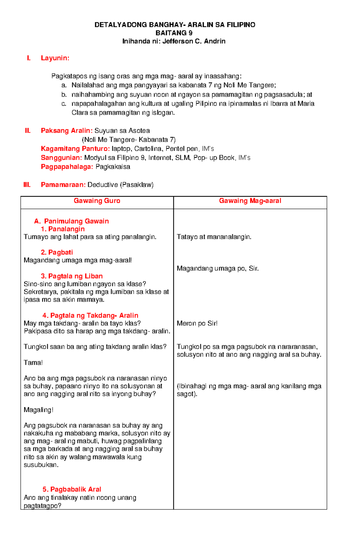 Detailed Lesson Plan Filipino - DETALYADONG BANGHAY- ARALIN SA FILIPINO ...