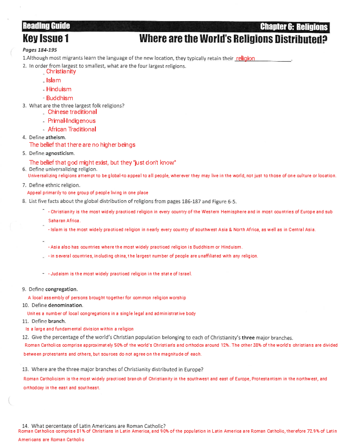 Ch 6 study guide-1 (1) - Reading Guide Key Issue 1 Pages 184- Chamer6 ...
