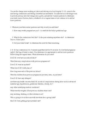 Newborn Case Study - Newborn Case Study Baby H. is admitted to the ...