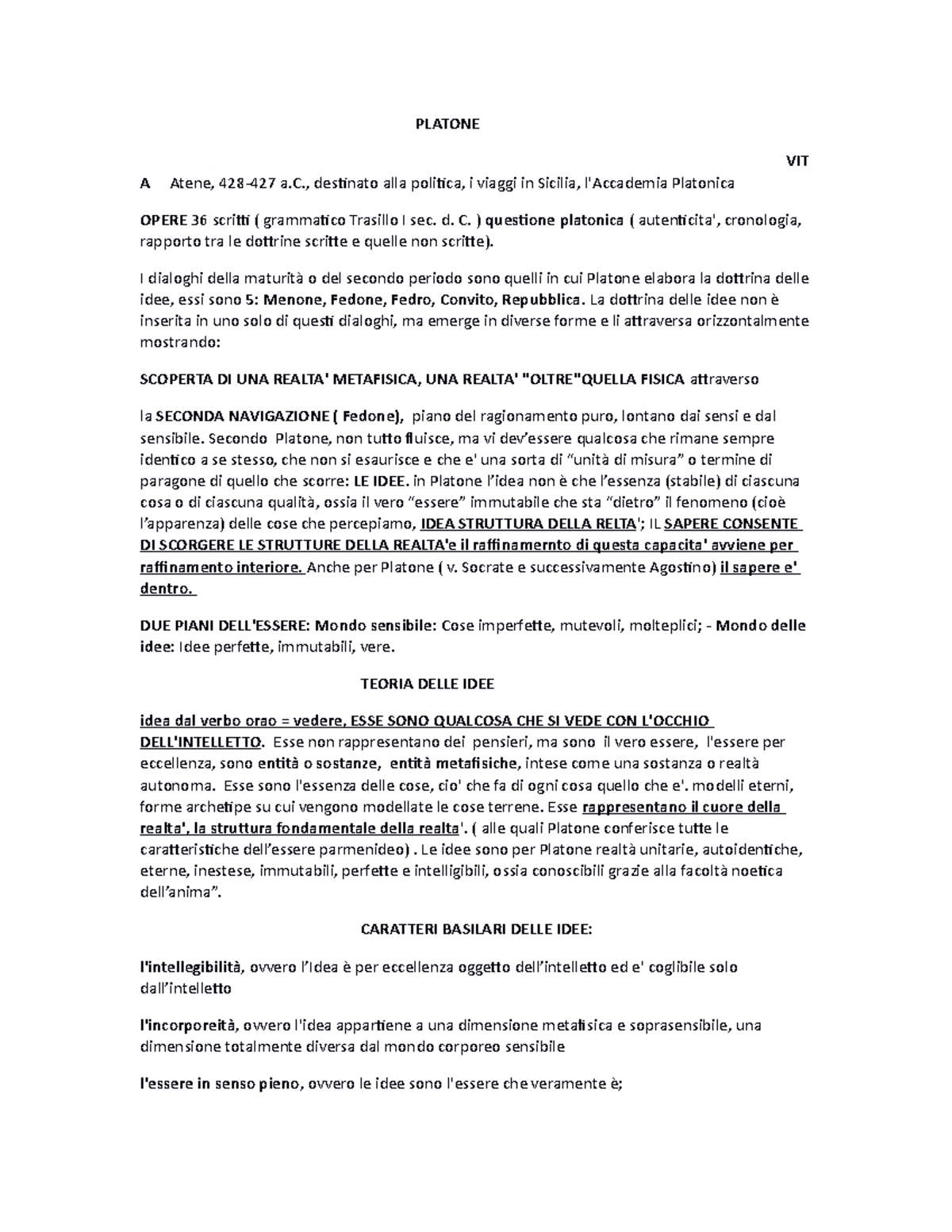 Platone Pensiero - storia della filosofia classica - PLATONE VIT A ...