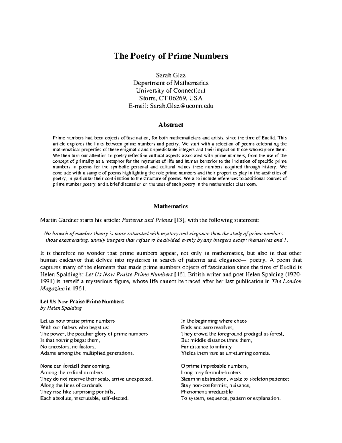 The poetry of prime numbers - must read - The Poetry of Prime Numbers ...