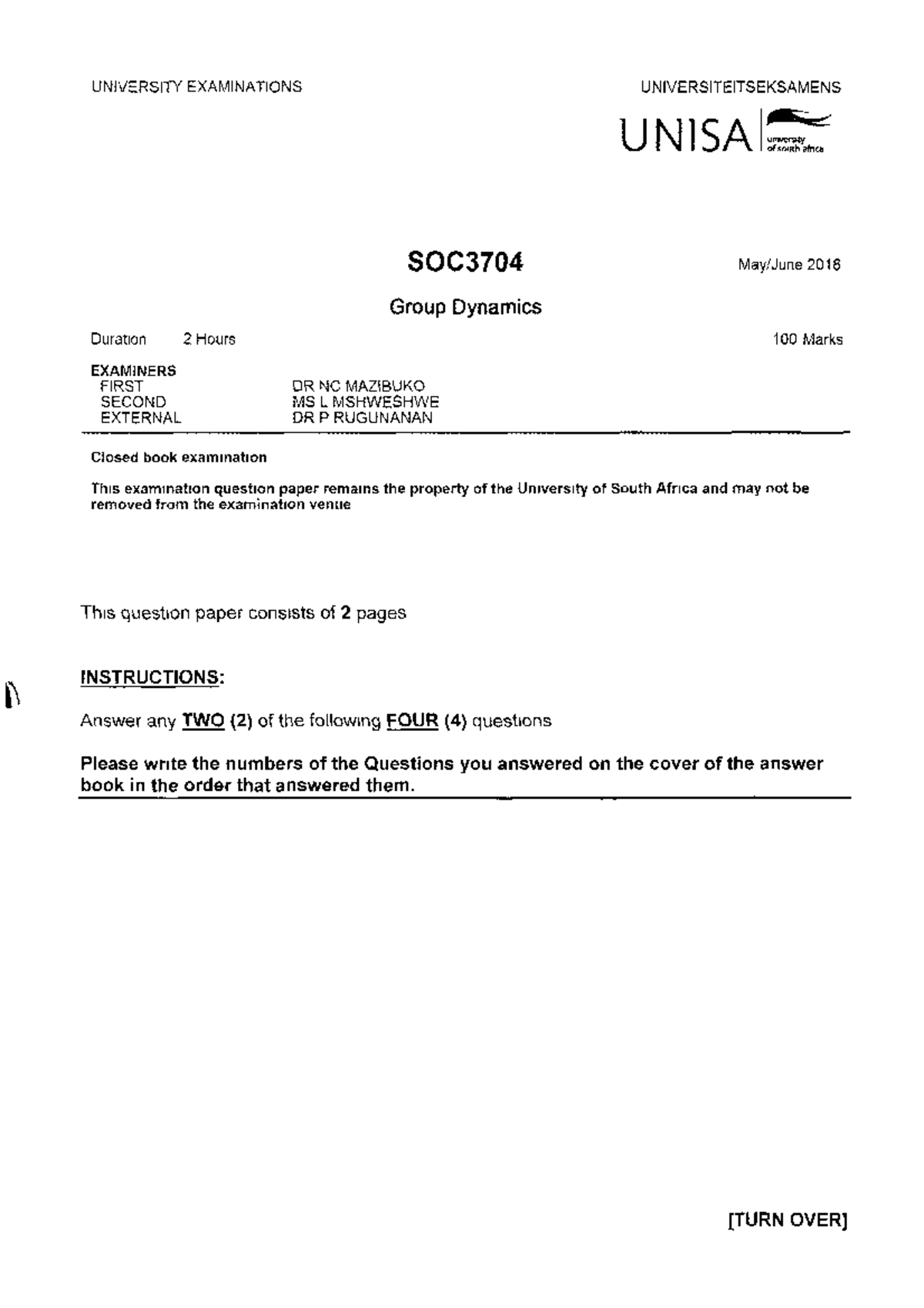 SOC3704 2018 6 E 1 - Exam June 2018 - SOC3704 - Studocu