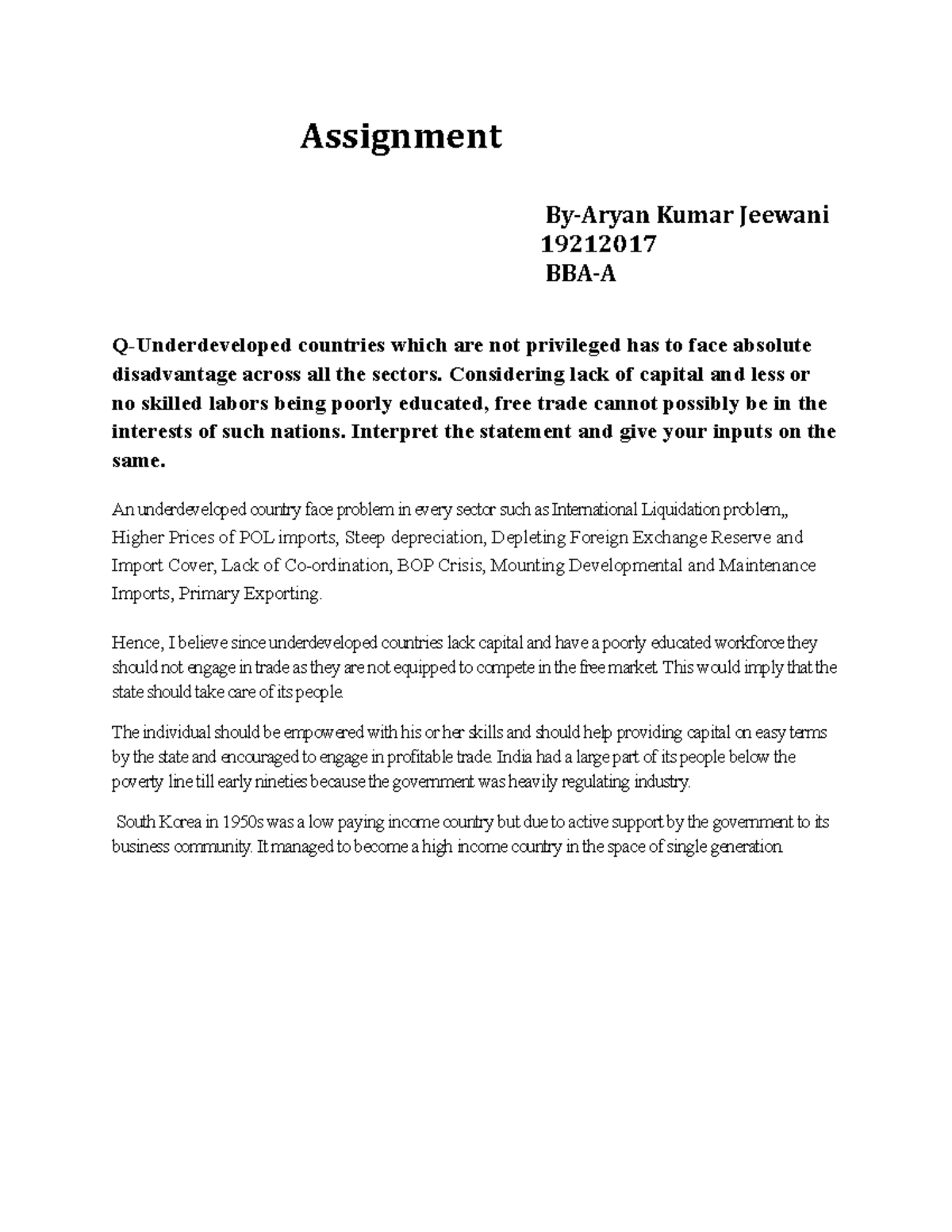 International Business CIA and Asynchronous sessions - Assignment By-Aryan Kumar Jeewani ...