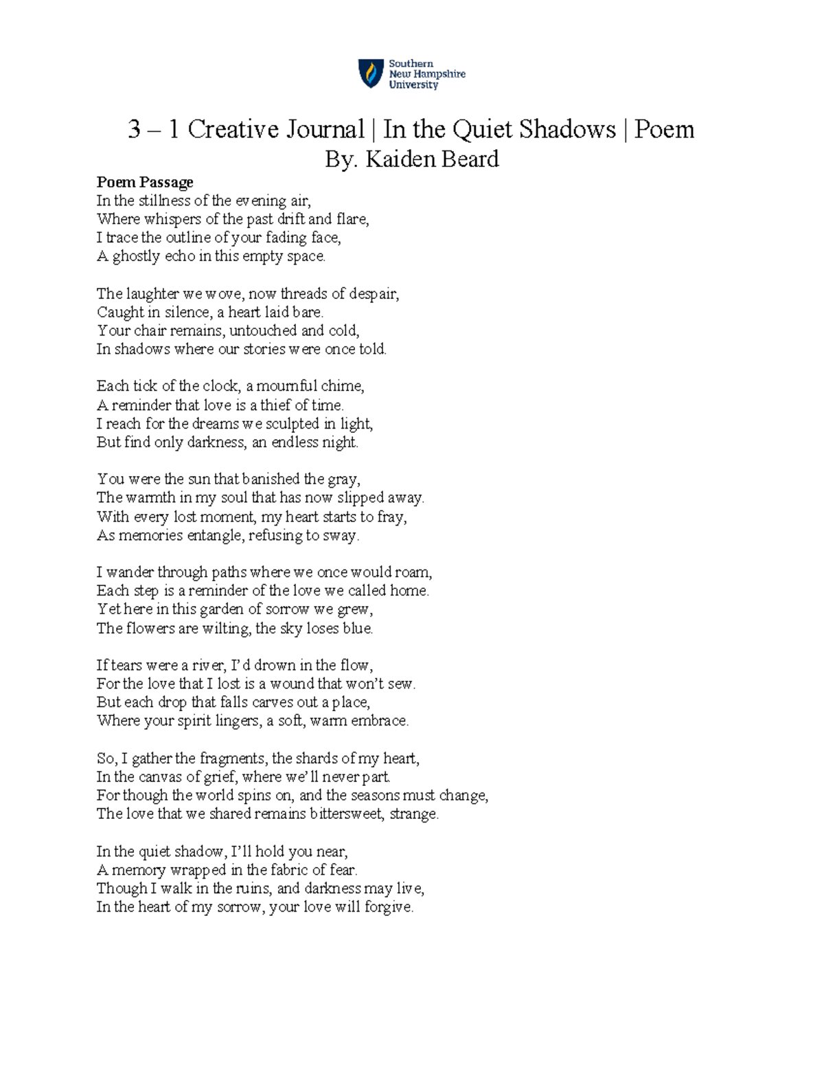 3 - 1 Creative Journal | In the Quiet Shadows | Poem - 3 – 1 Creative ...