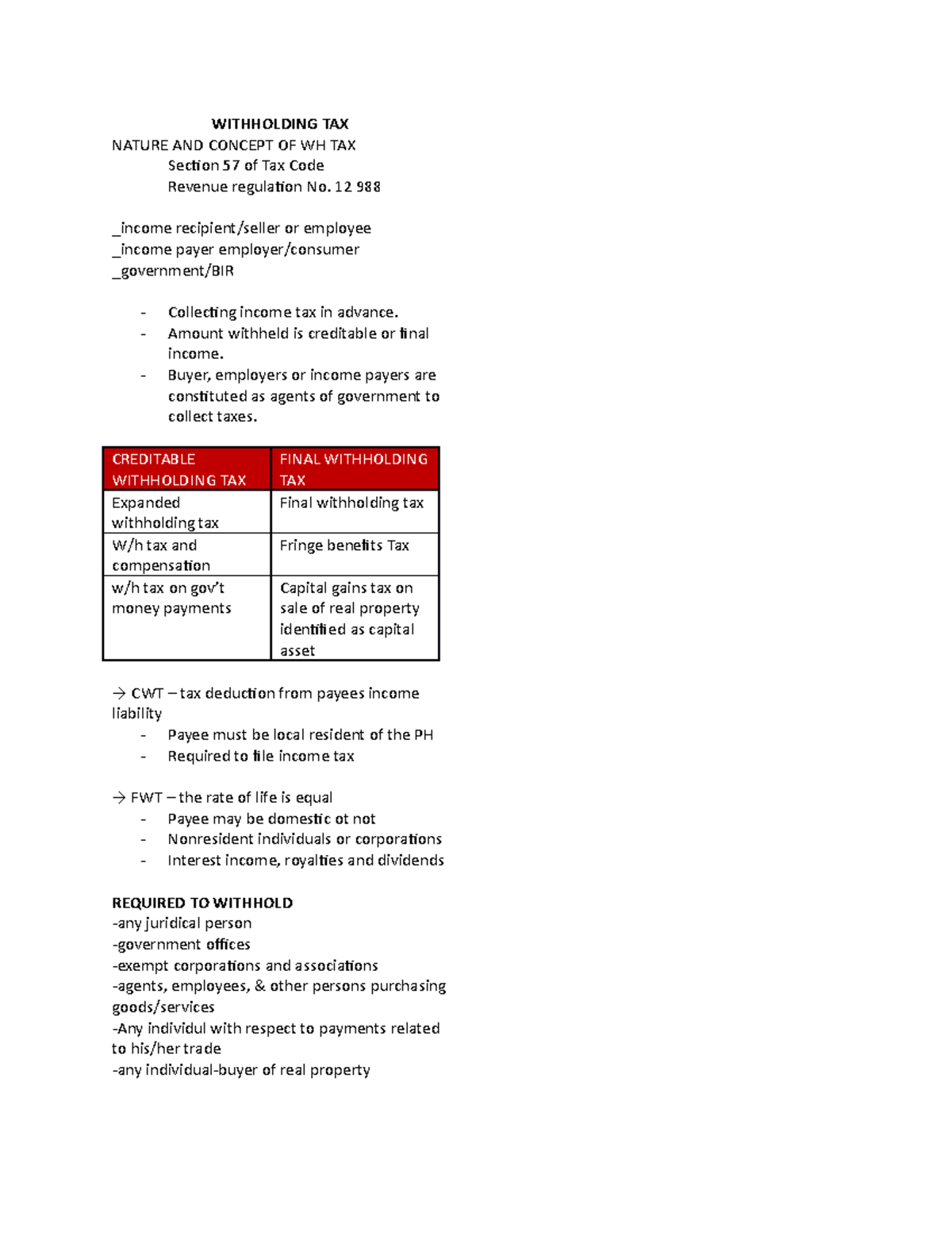 Withholding TAX - Goodlux - WITHHOLDING TAX NATURE AND CONCEPT OF WH ...