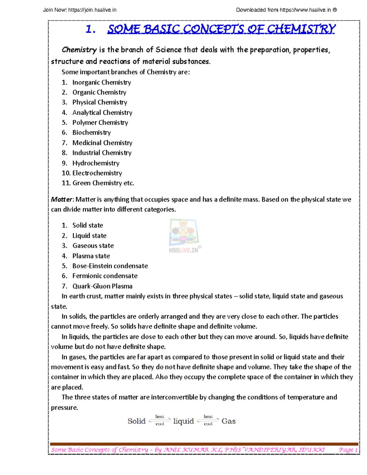 Hsslive in xi chem 1. Some Basic Concepts of Chemistry - 1. SOME BASIC ...