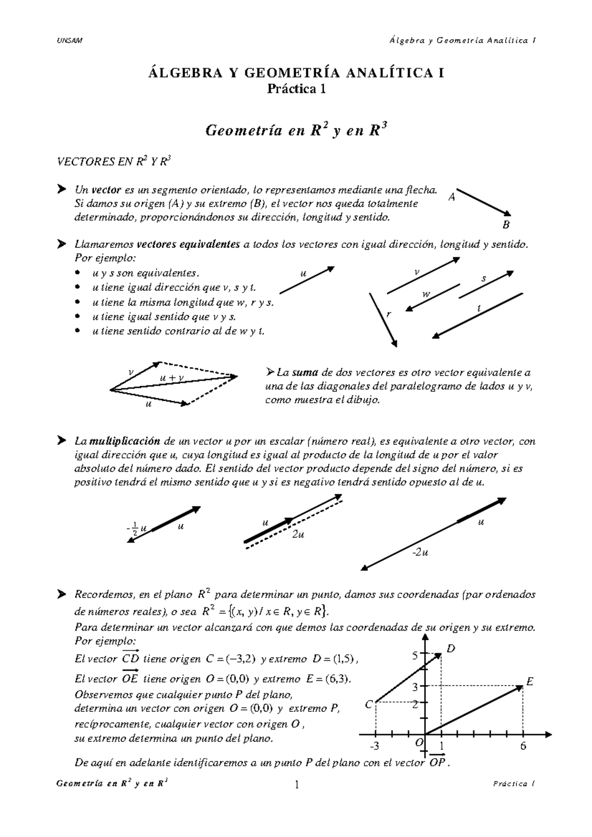 Práctica 1 Geometría con teoría - Algebra y geometria - UNSAM - Studocu