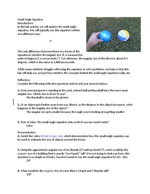 Copy of Small Angle Equation - Small Angle Equation Introduction In ...