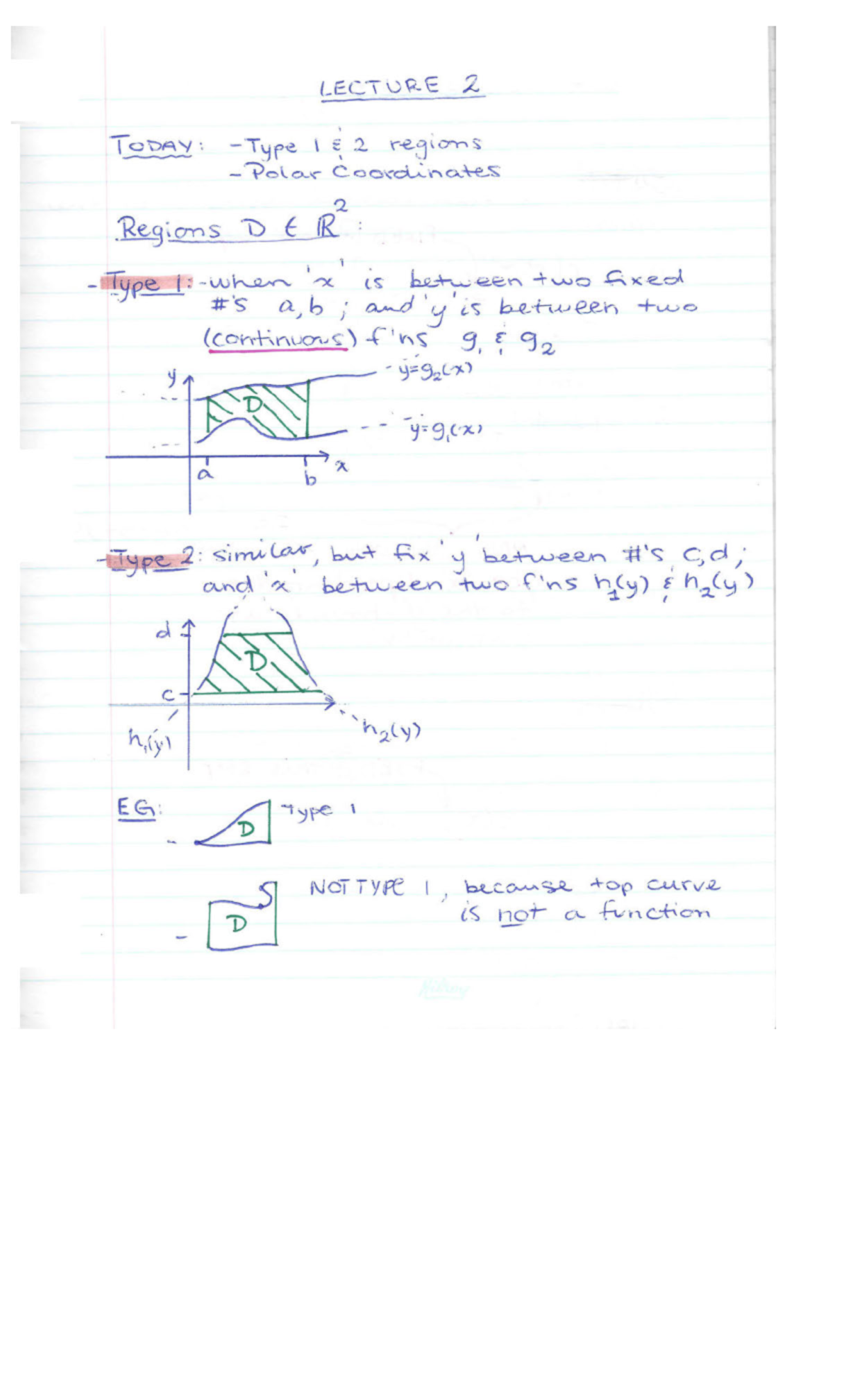 Notes 02 Elementary Regions in 2D AND Polar coordinates and Polar ...