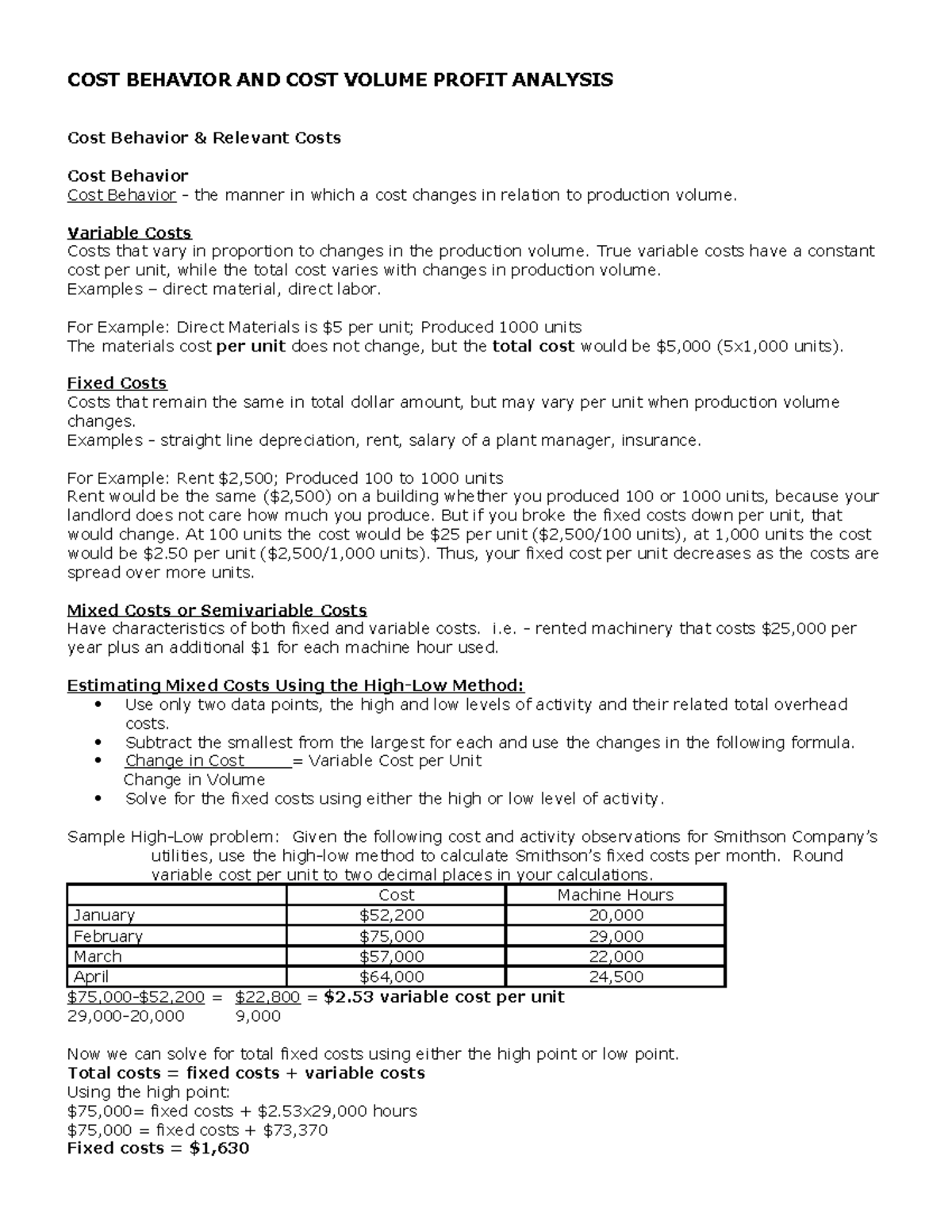 Cost Behavior And Cost Volume Profit Analysis COST BEHAVIOR AND COST cost-behavior-and-cost-volume-profit-analysis-cost-behavior-and-cost