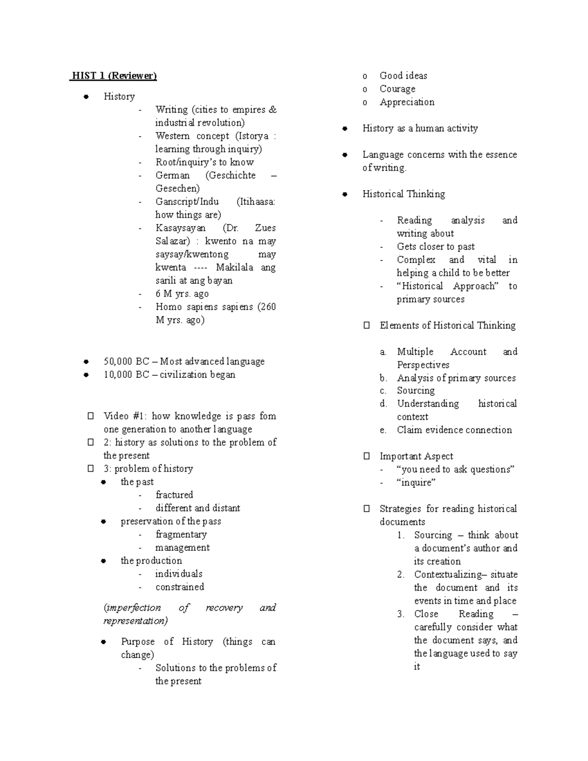 Hist 1 Reviewer - History lecture notes - HIST 1 (Reviewer) History ...