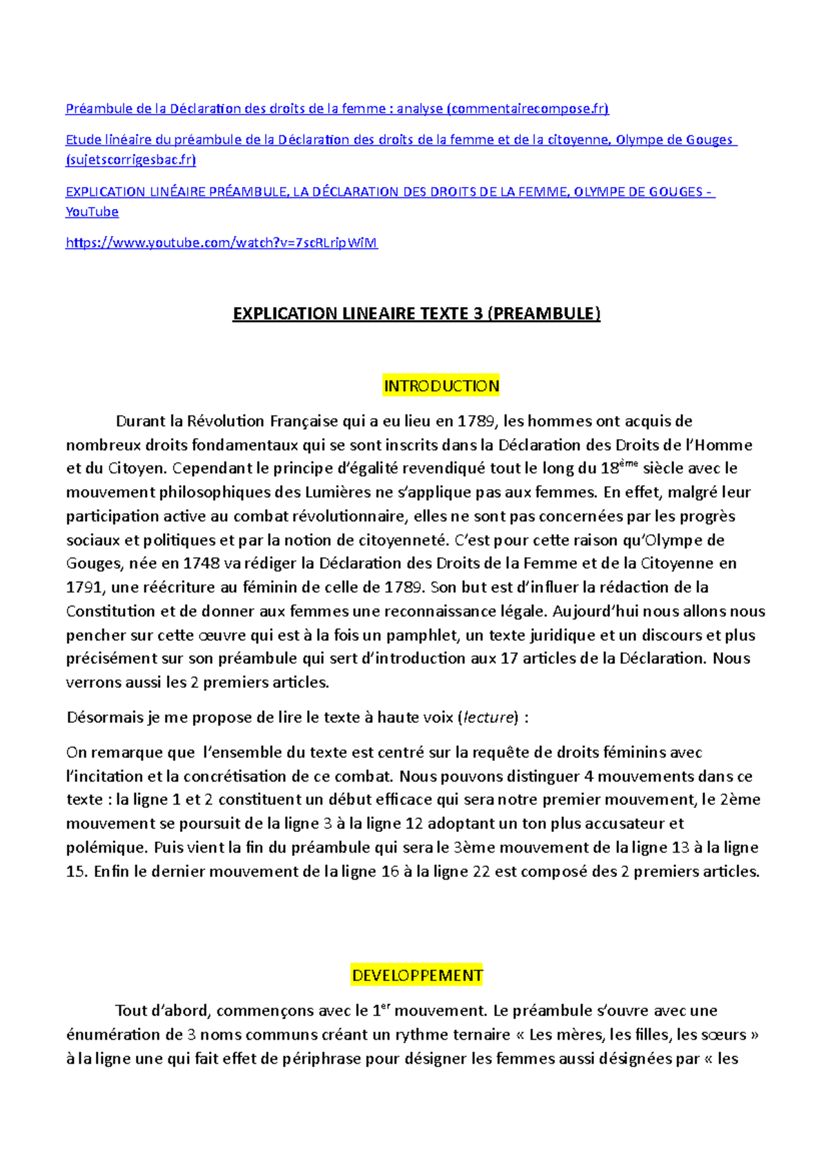 Explication linéaire texte 3 finie Lili Guyot - Préambule de la ...
