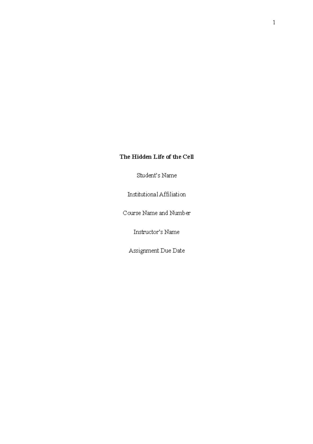 Our Secret Universe (The Hidden Life of the Cell) - The many elements ...