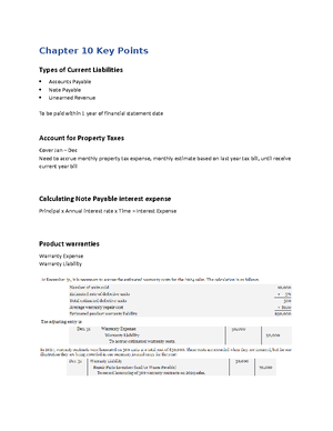 Chapter 8 Key Points - Chapter 8 Key Points Types of Receivables • Accounts receivable ...