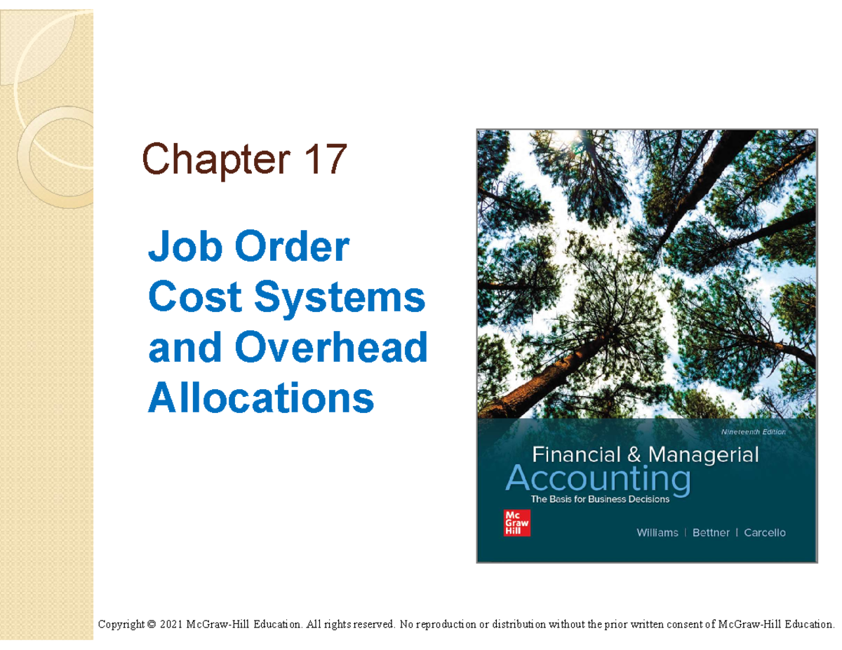 Acct102 Chap 17 - Job Order Cost Systems and Overhead Allocations ...