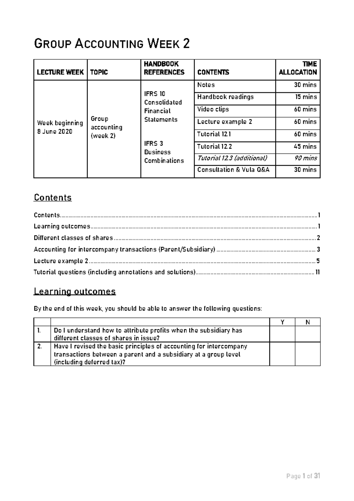 1. Group accounting - week 2 - GROUP ACCOUNTING WEEK 2 LECTURE WEEK ...