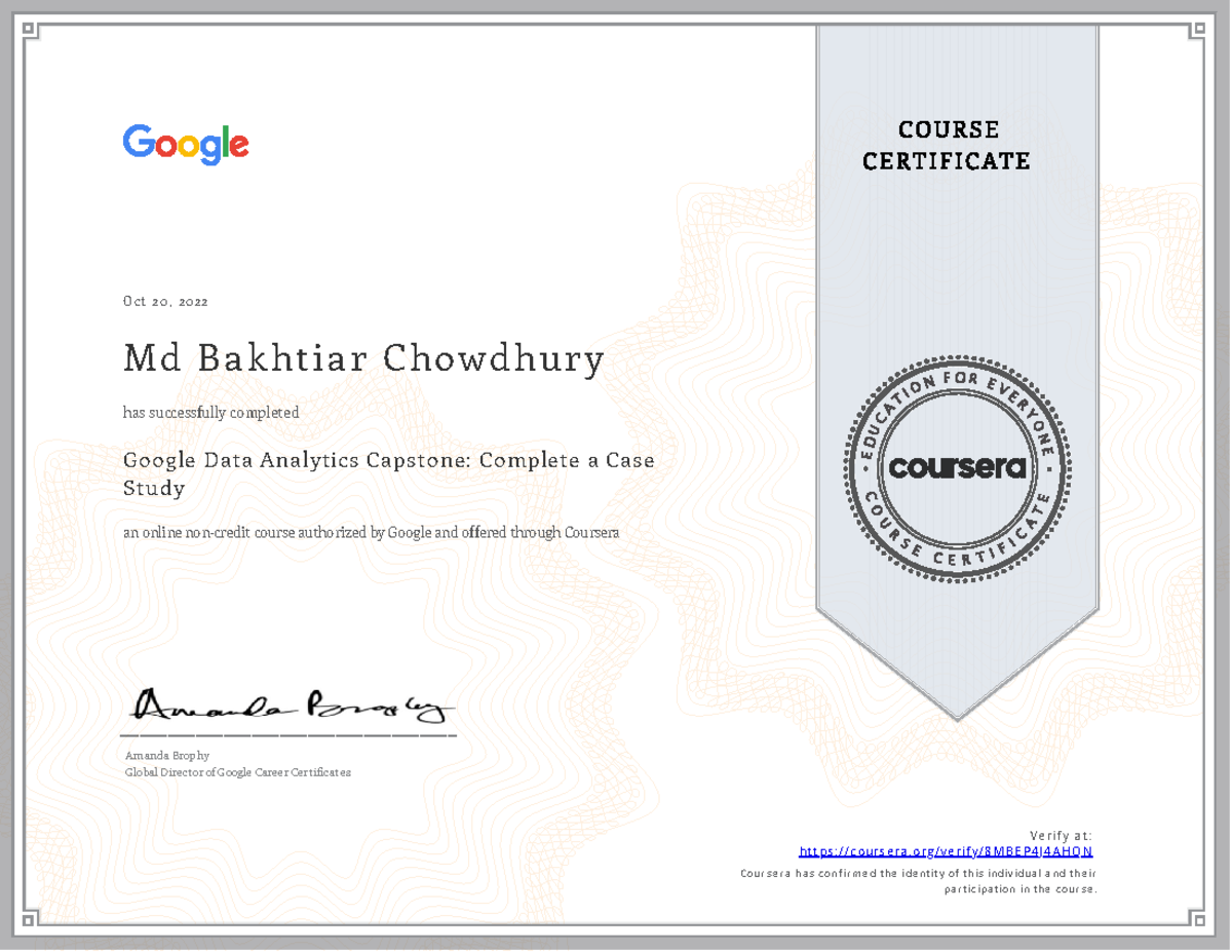 Coursera 8MBEP4J4AHQN - O c t 2 0, 2 02 2 Md Ba khti a r C howdhury ...