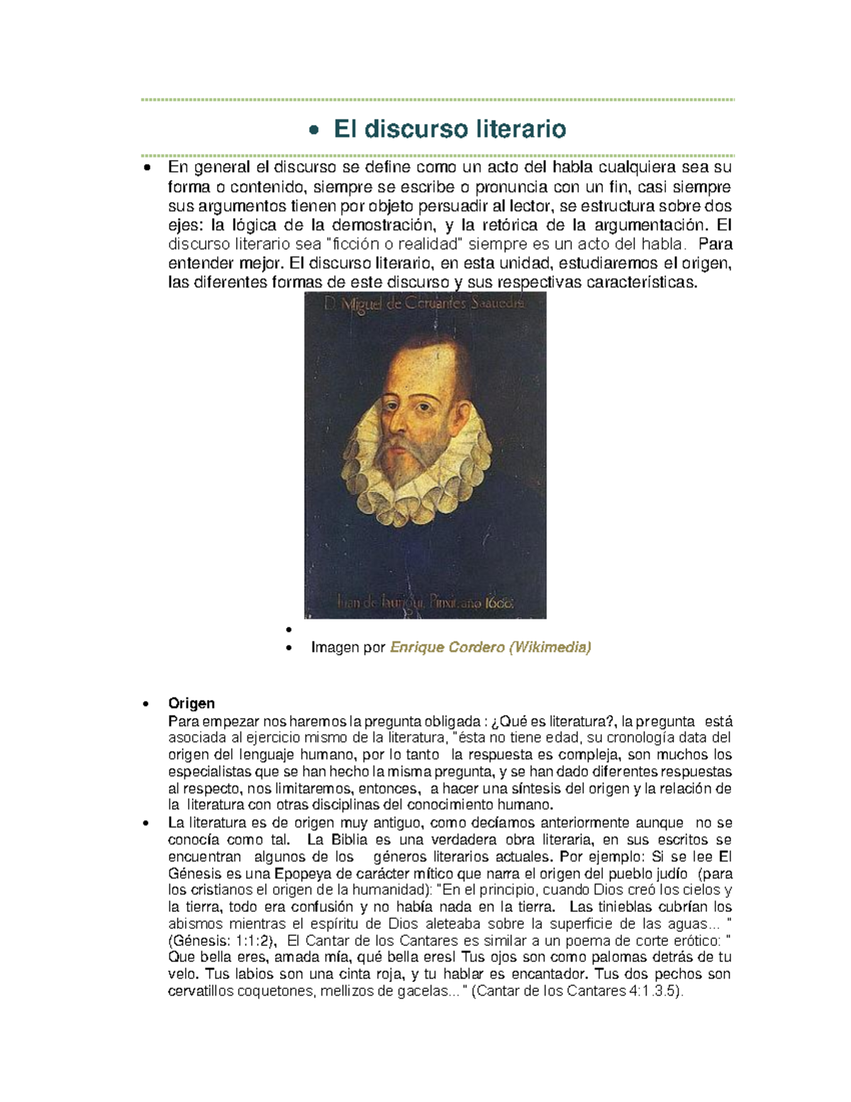 Temas DE Español II Unidad - El discurso literario En general el ...