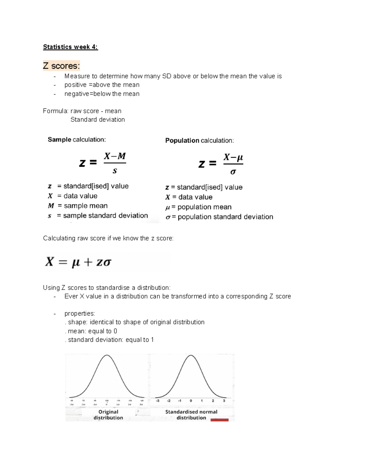 Statistics week 4 - Includes screenshots of the formulas so it is less ...