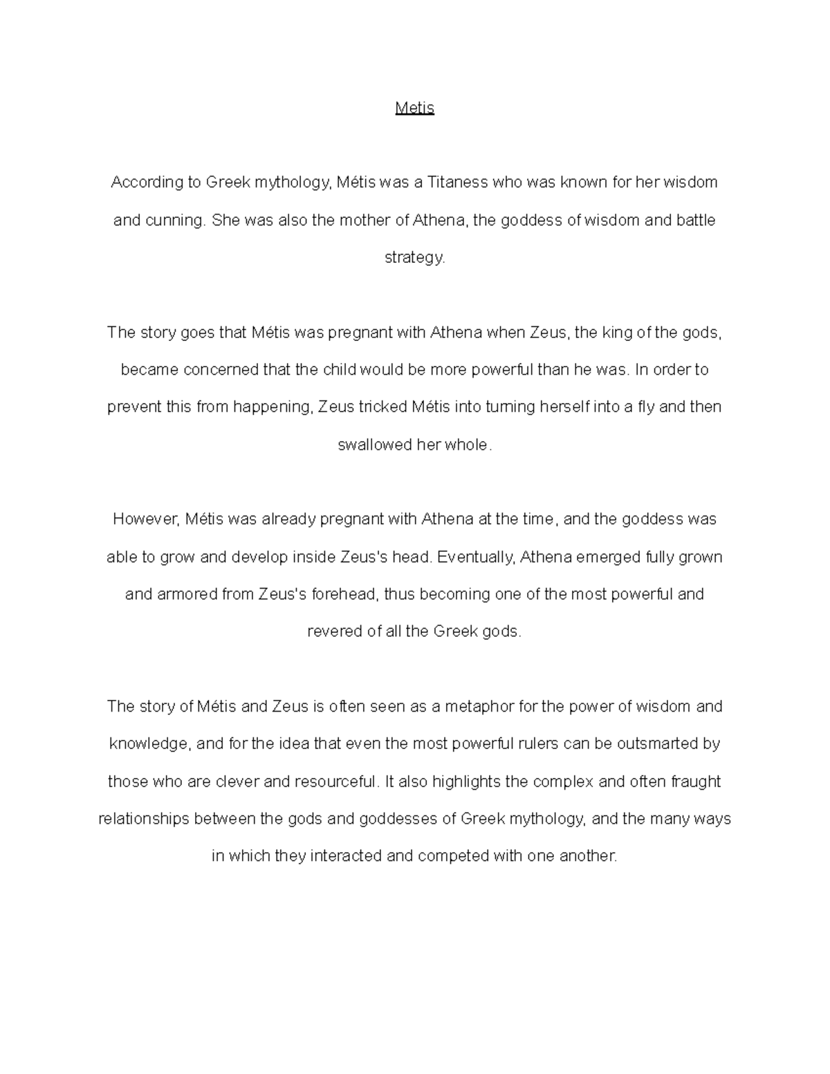 Greek myth stories metis + zeus and Athena - Metis According to Greek ...