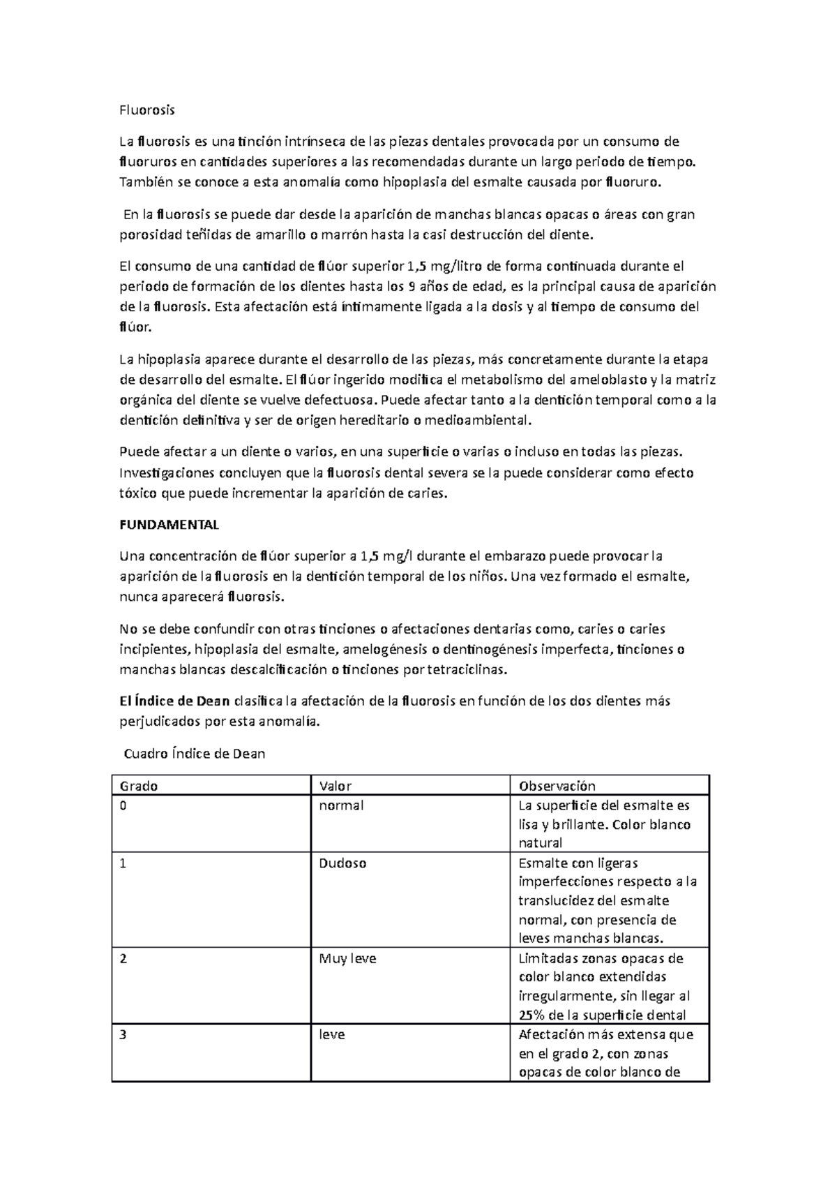 Fluorosis dental indice de dean - Fluorosis La fluorosis es una tinción ...