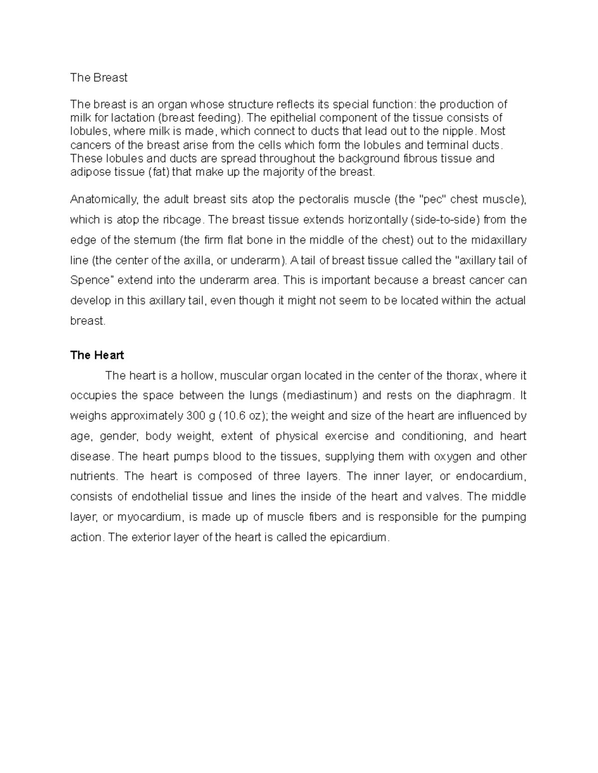 Anaphy sa workbook - For case pres - The Breast The breast is an organ ...