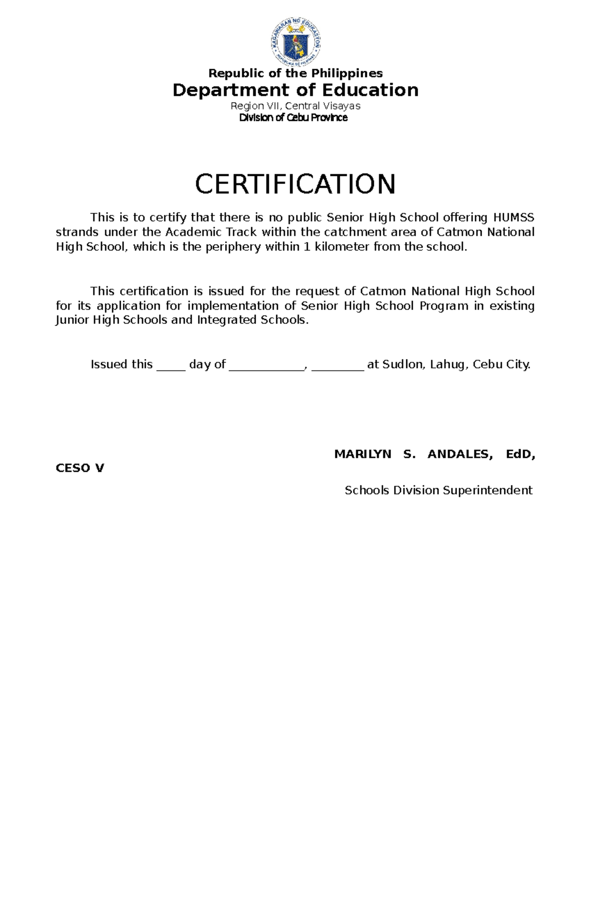 SHS Application Required Documents 2 - Republic of the Philippines ...