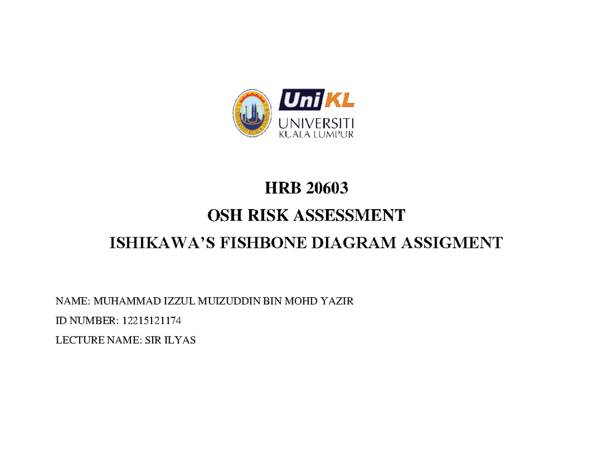 Ishikawa fishbone - tutorial for safety assesment - HRB 20603 OSH RISK ...