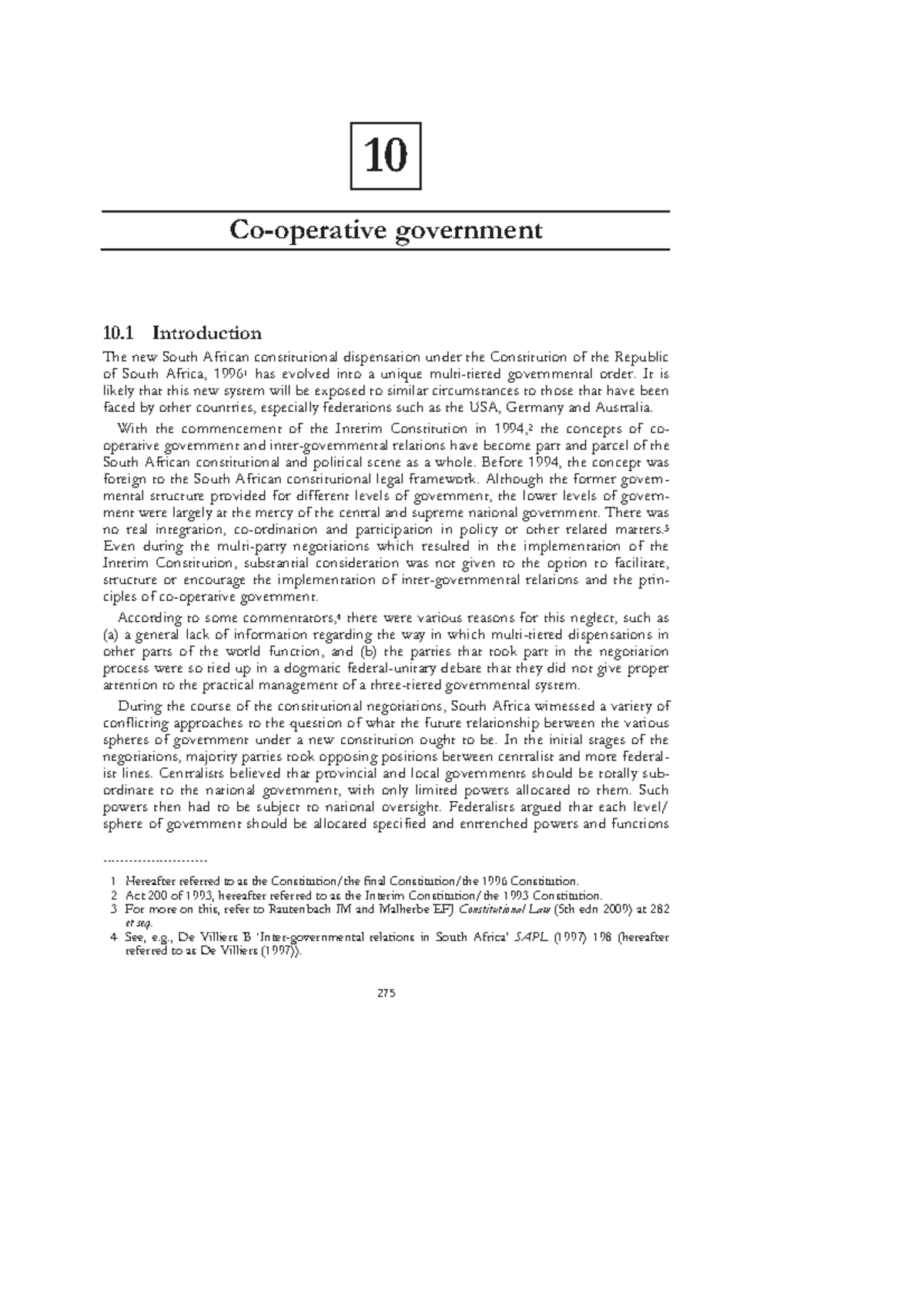 Chap 10 pbl - 275 10 Co-operative government 10 Introduction The new ...
