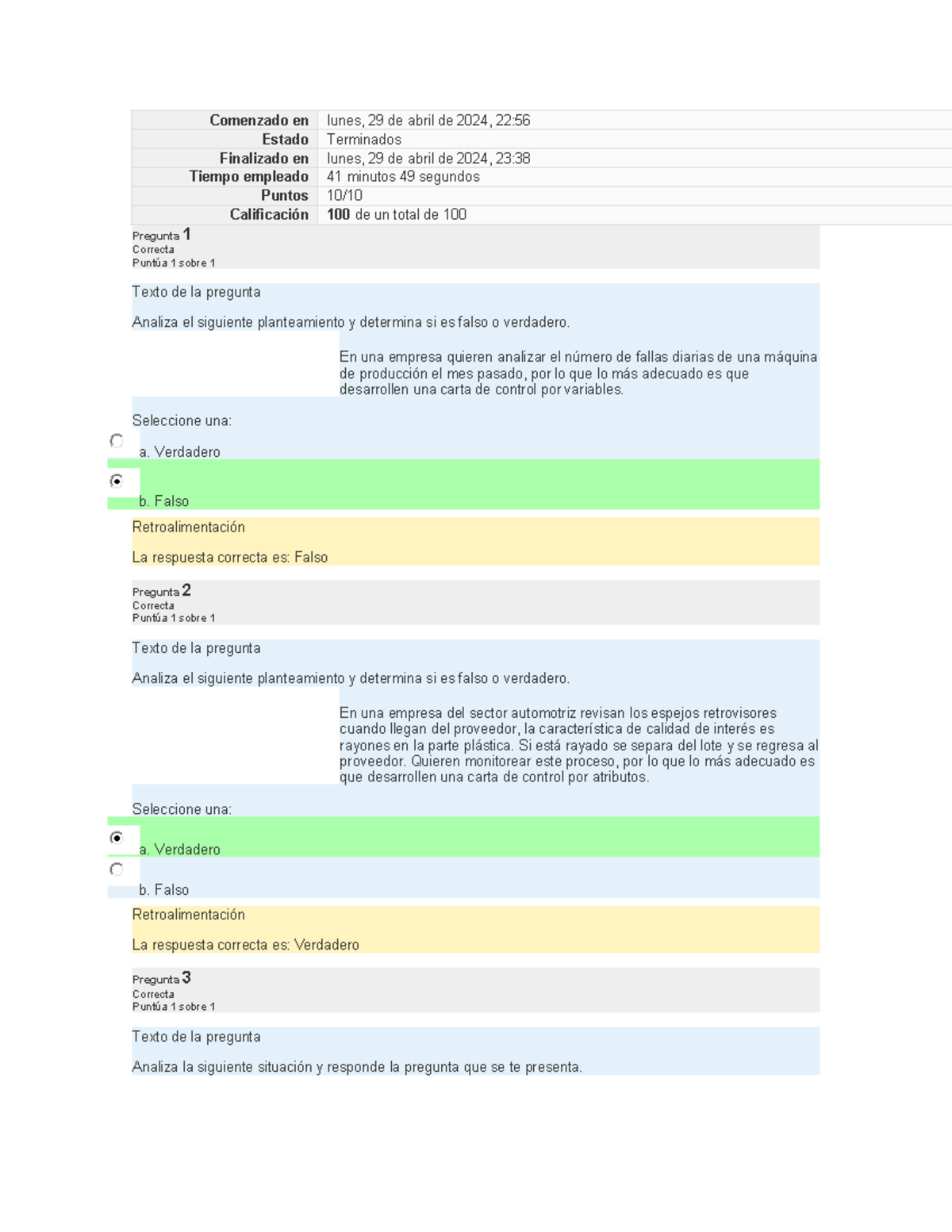 EA5. Gráficos de control y porcentaje de defectos - Comenzado en lunes ...
