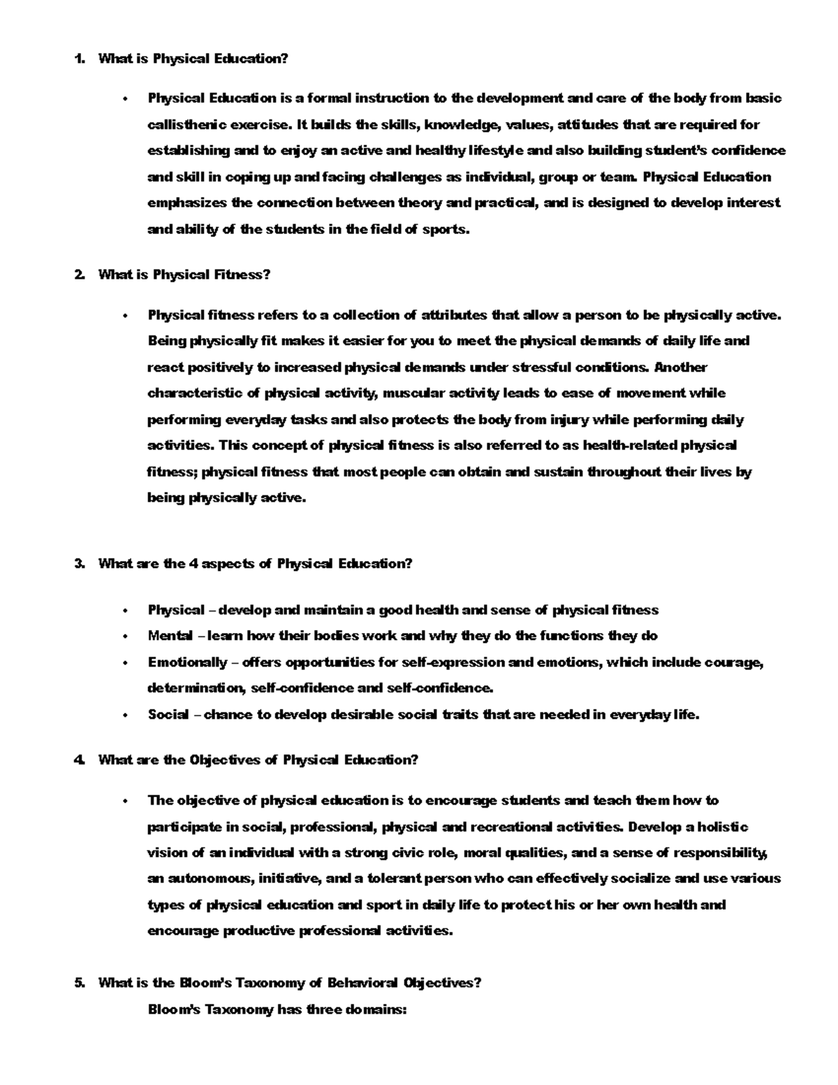 Physical Education And Fitness Study Guide What Is Physical Education