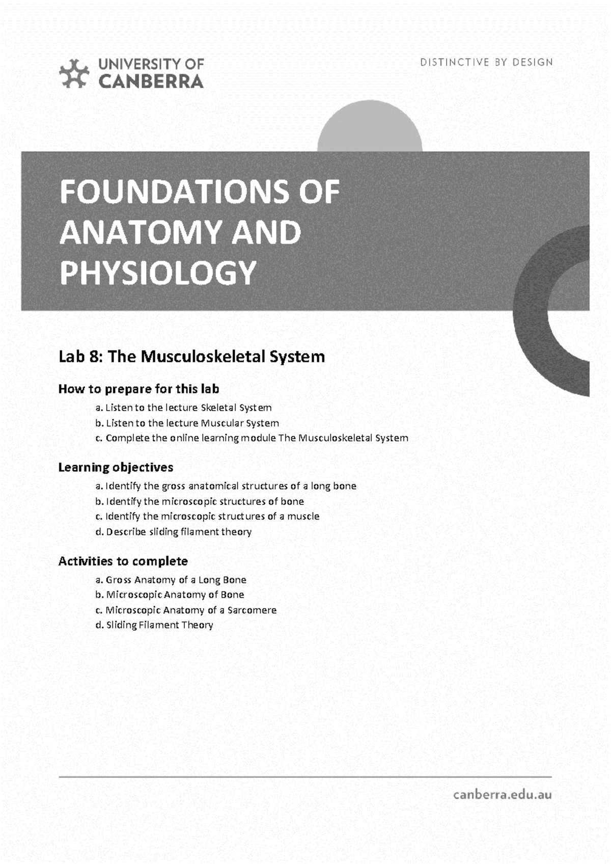8. The Musculoskeletal System - Lab 8 : The Musculoskeletal System How ...