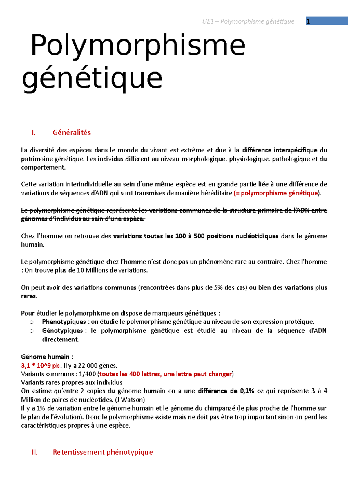 2 - Polymorphisme génétique 2 - Polymorphisme génétique I. Généralités ...