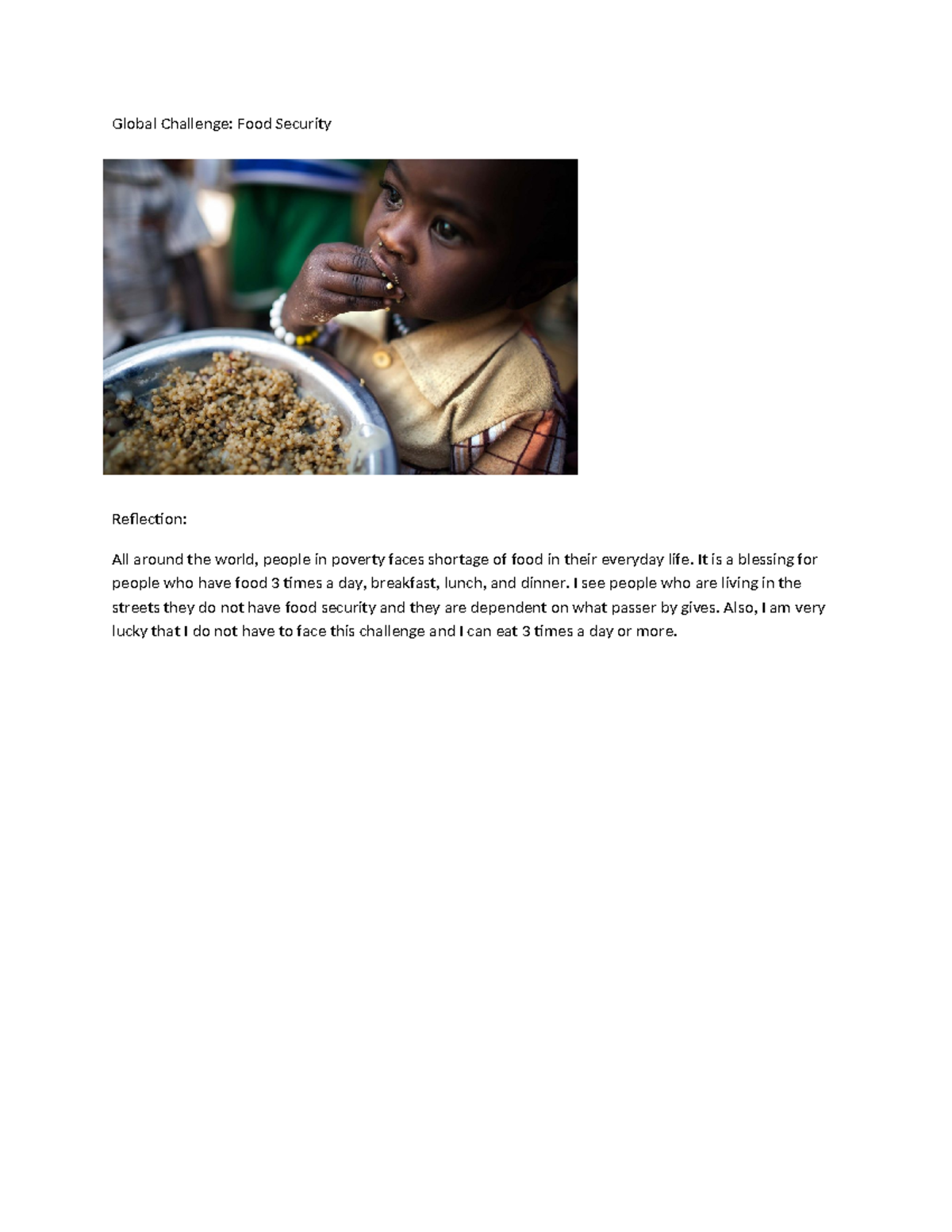 Global-Challenge - General Psychology - Global Challenge: Food Security ...
