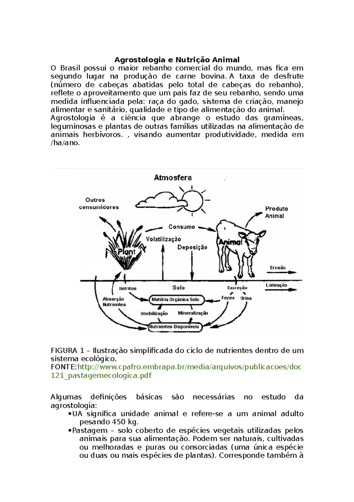 Agrostologia e Nutrição Animal - Agrostologia e Nutrição Animal O ...