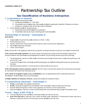 Federal Income Taxation of Partnership & Corporation Outline ...