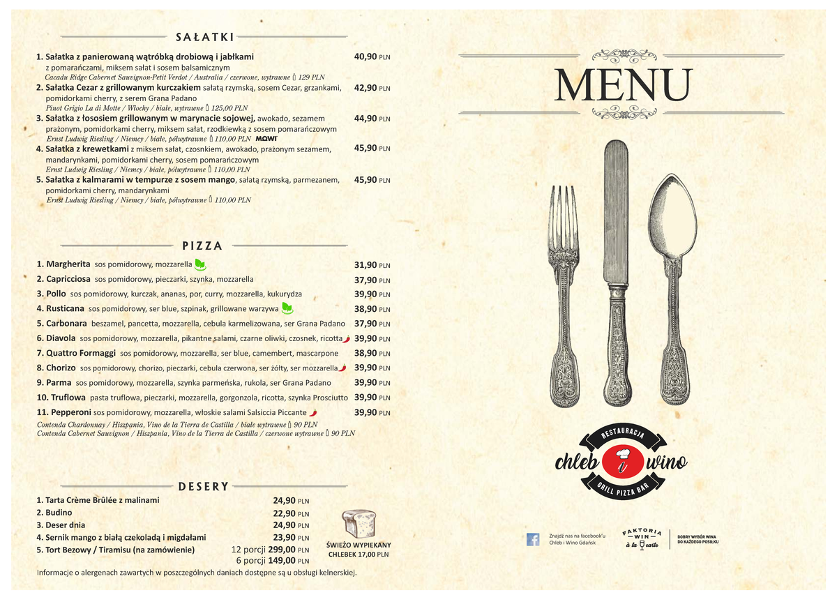 Menu Pol - MENU Znajdź nas na facebook’u Chleb i Wino Gdańsk D E S E R ...