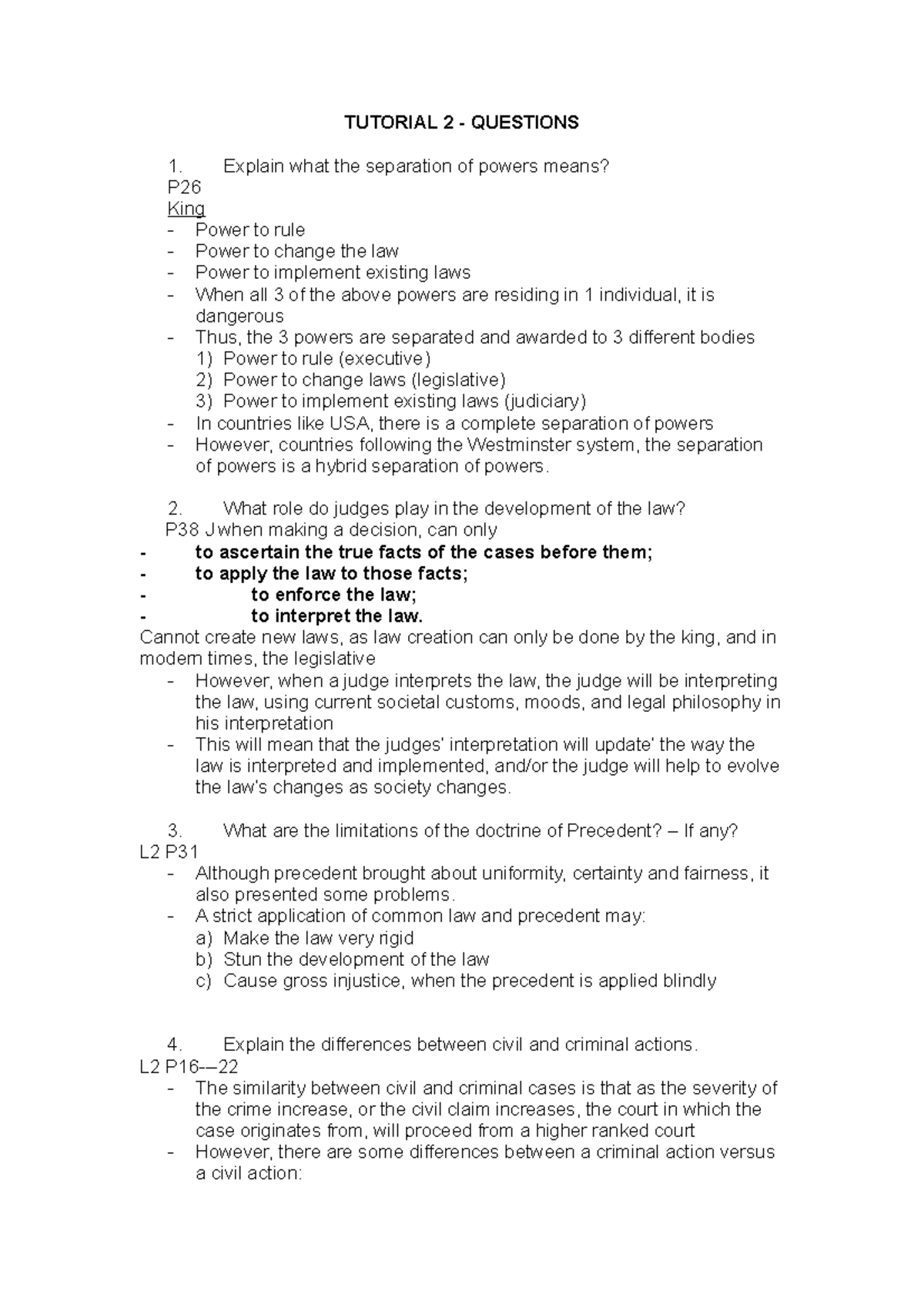 BU 1112 - Tutorial 2 Notes - TUTORIAL 2 QUESTIONS 1. Explain what the ...