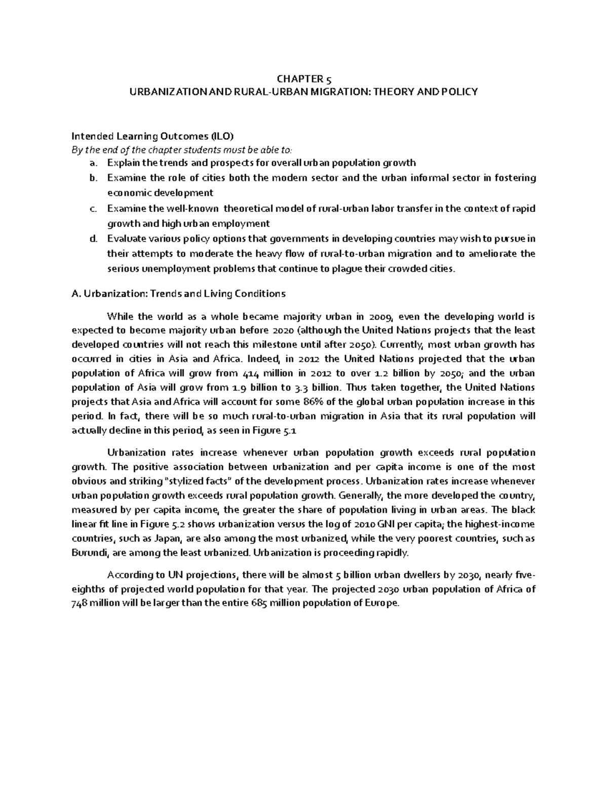 Chapter 5 Urbanization and Rural-Urban Migration Theory and Policy ...