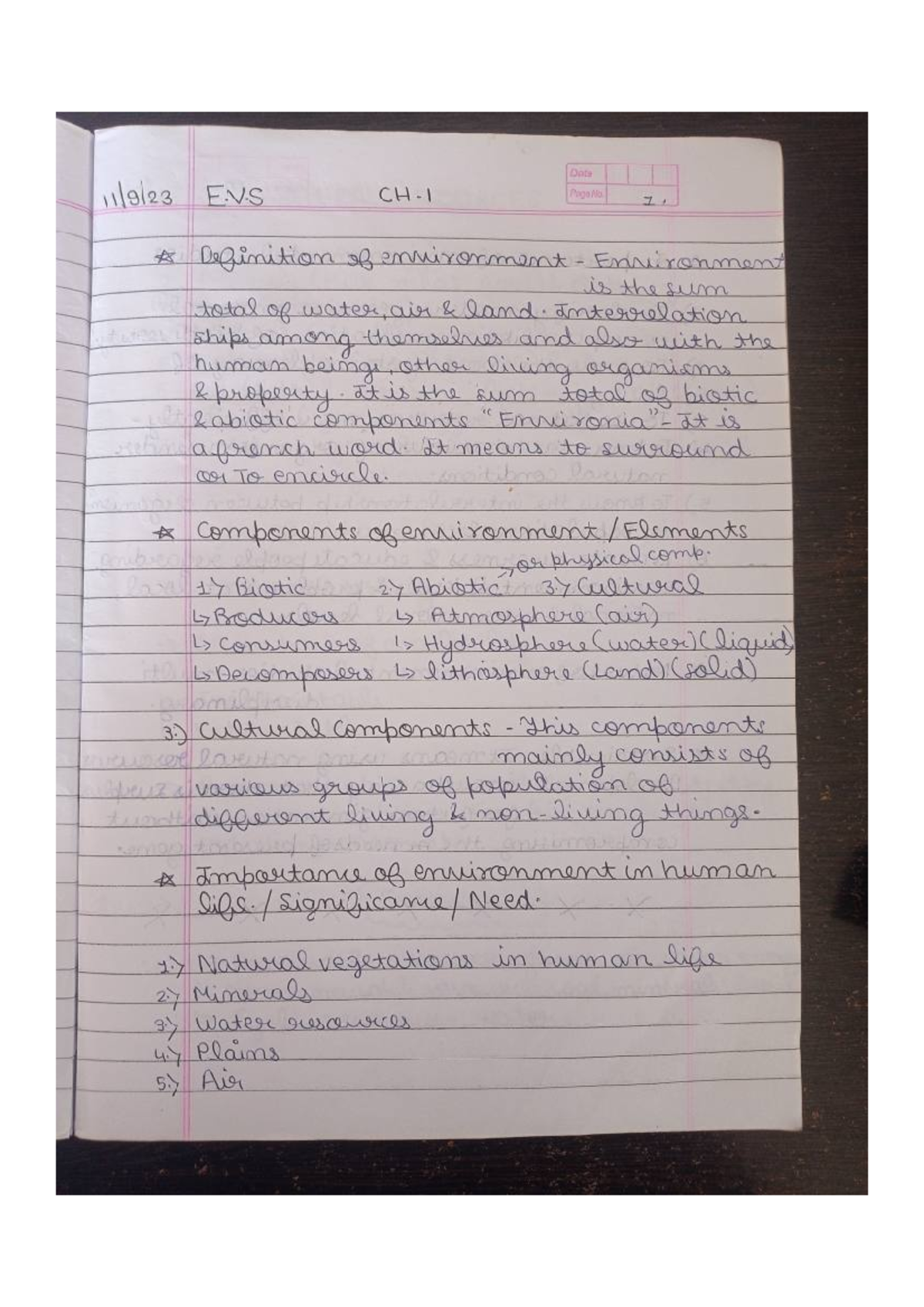 EVS 1 - EVS CLASS NOTES OF FIRST YEAR OF BBA FROM INDORE M.P - Data F.V ...