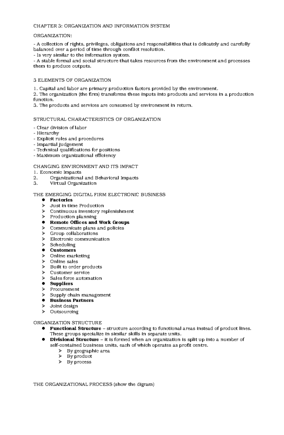 Organization - Lecture notes 3 - CHAPTER 3: ORGANIZATION AND ...