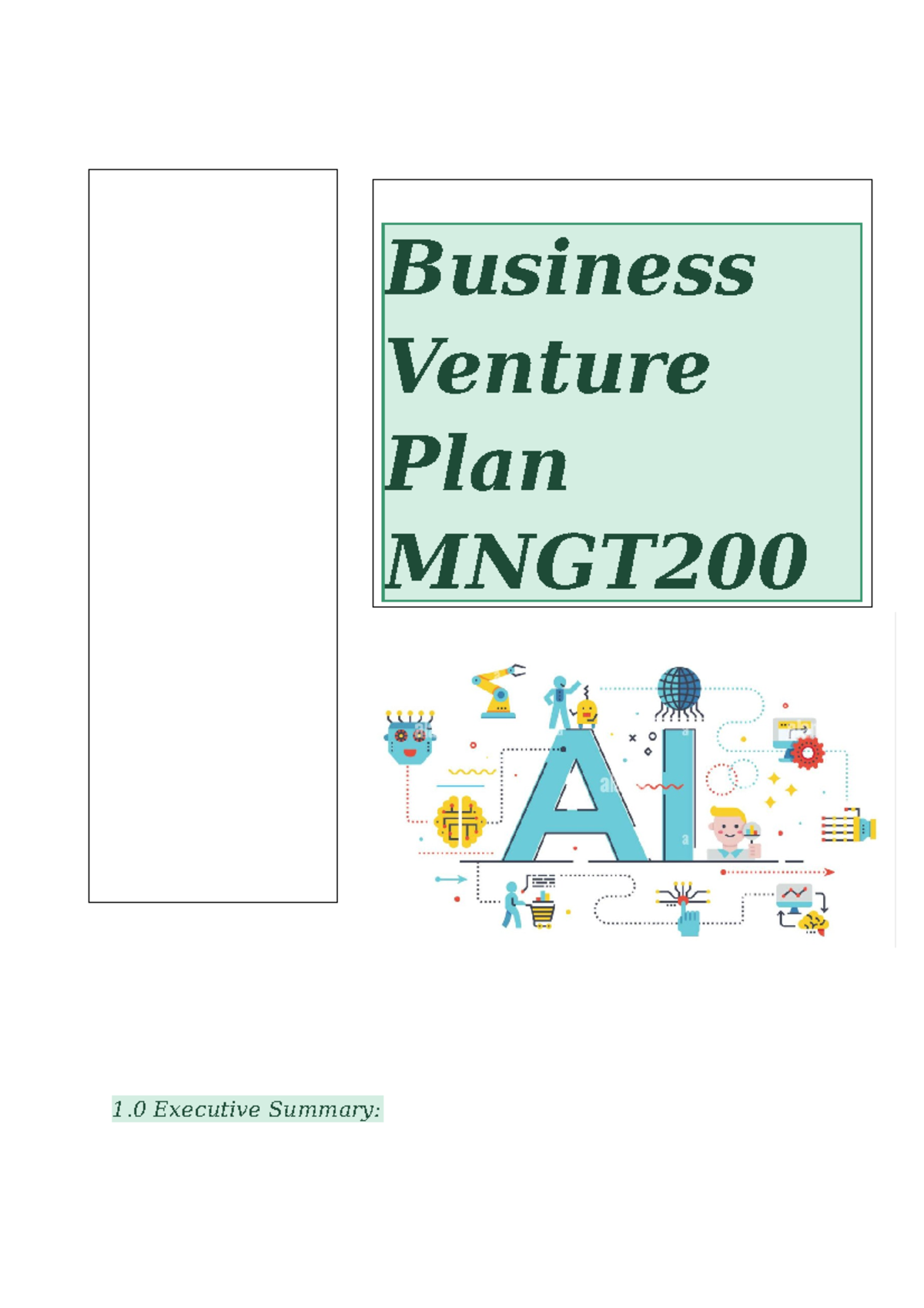 Business Venture Plan MNGT2002 - MNGT2002 - UoN - Studocu