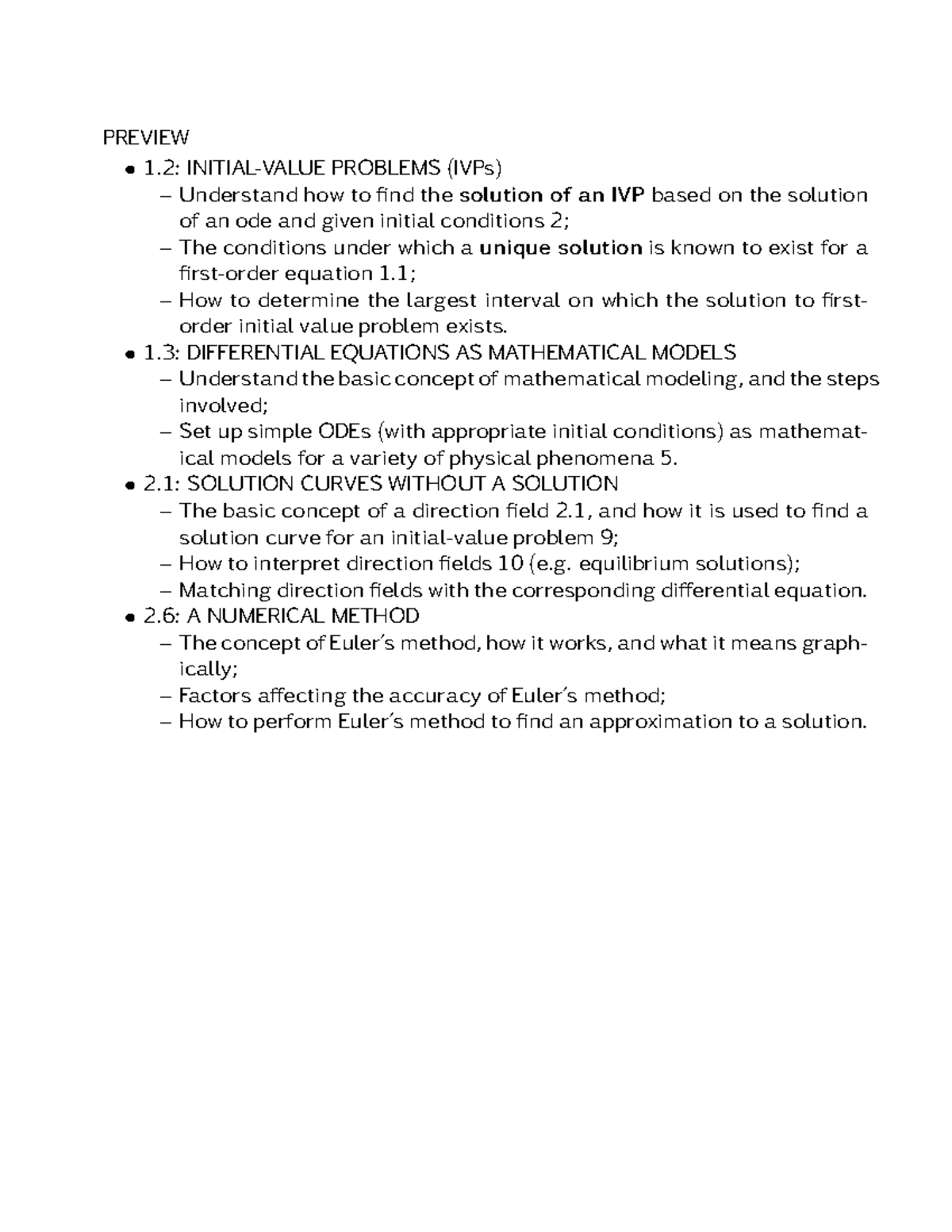 Math2860 Ode Lecture 1 Intro And 1storder Preview 1 Initial Value