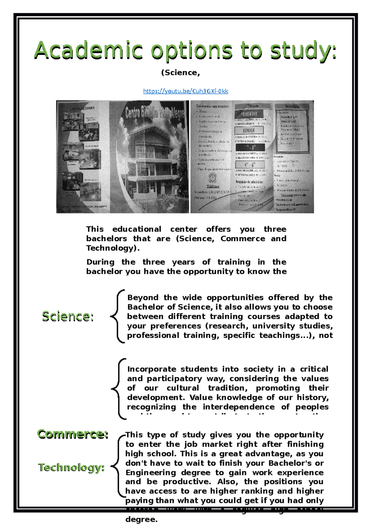 Academic options to study, Ninoshka S - youtu/Cuh3GXi-0kk (Science ...