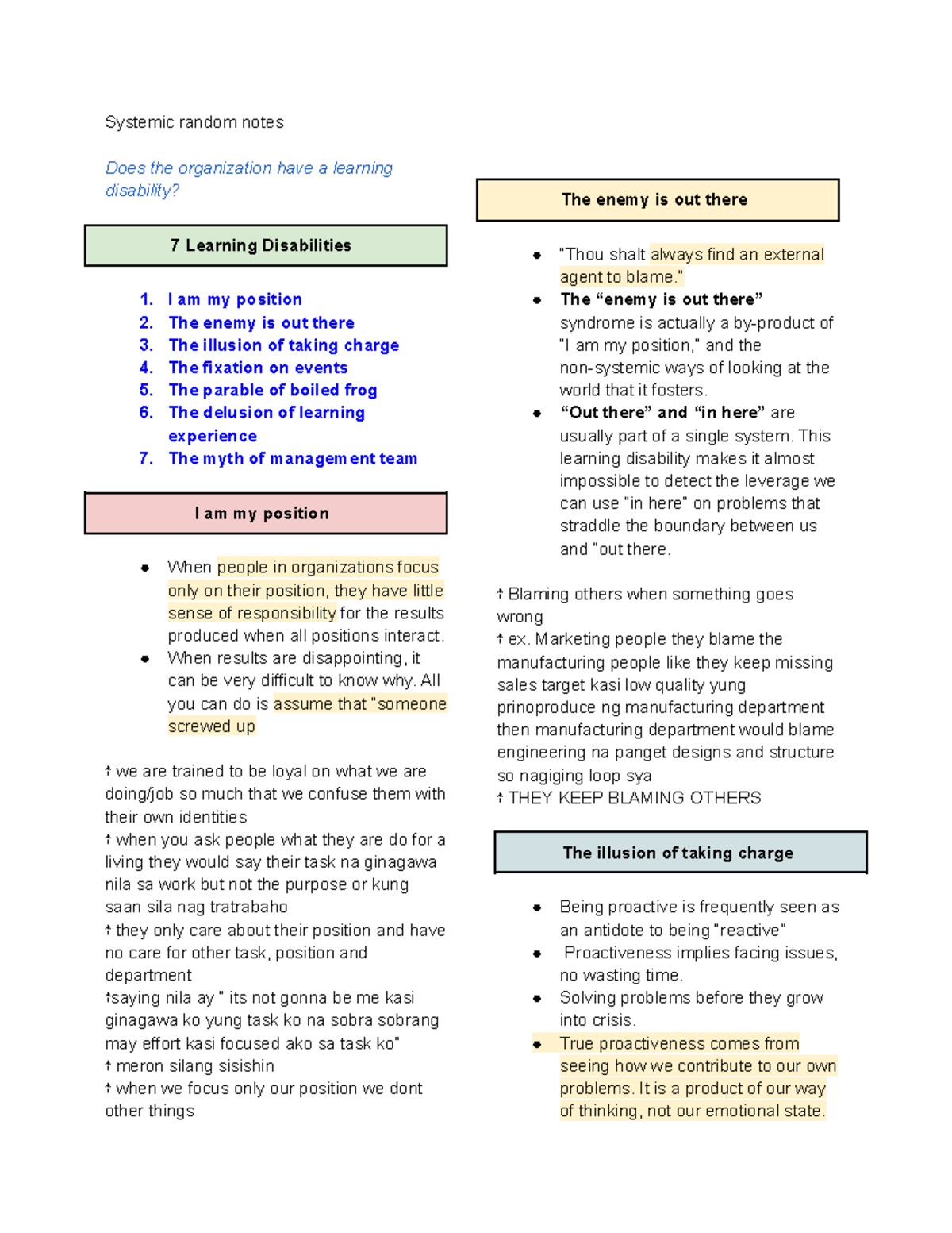 Systmic notes - RANDOM NOTES - Systemic random notes Does the ...