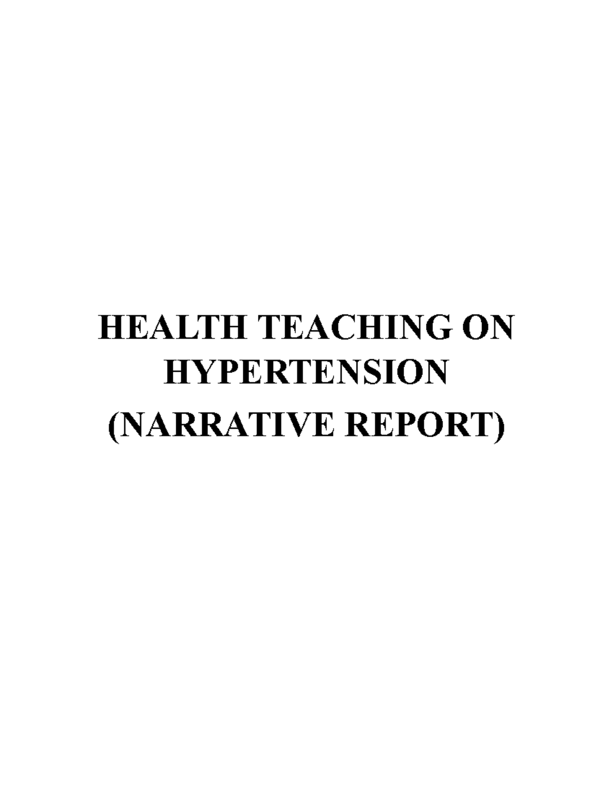 ( Health Teaching ON Hypertension) - HEALTH TEACHING ON HYPERTENSION ...