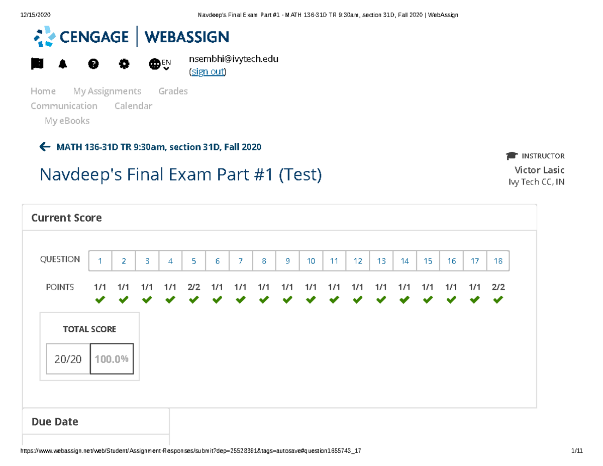 Navdeep S Final Exam Part 1 Math 136 31d Tr 9 30am Section 31d