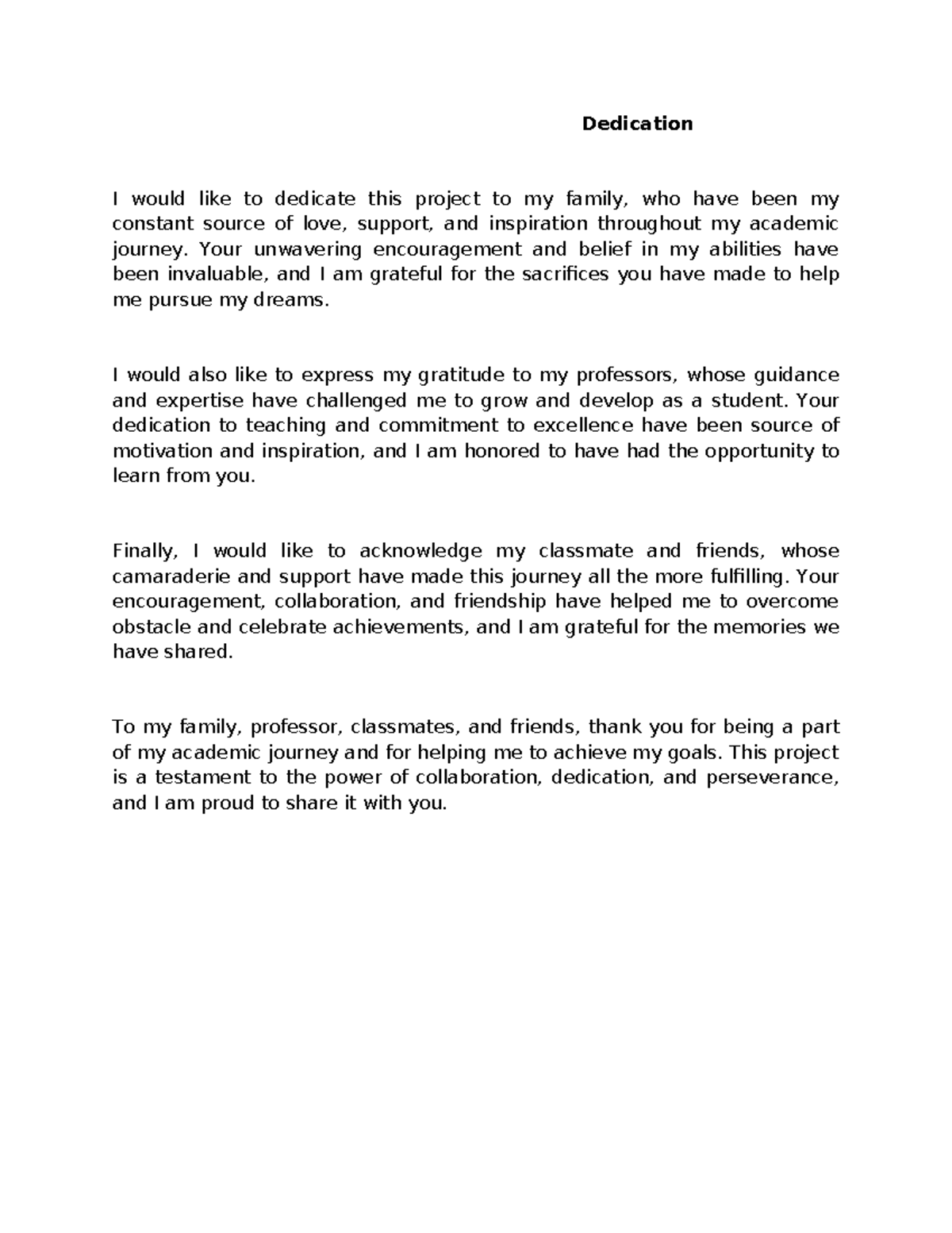 Boco Dedication - Dedication I would like to dedicate this project to ...