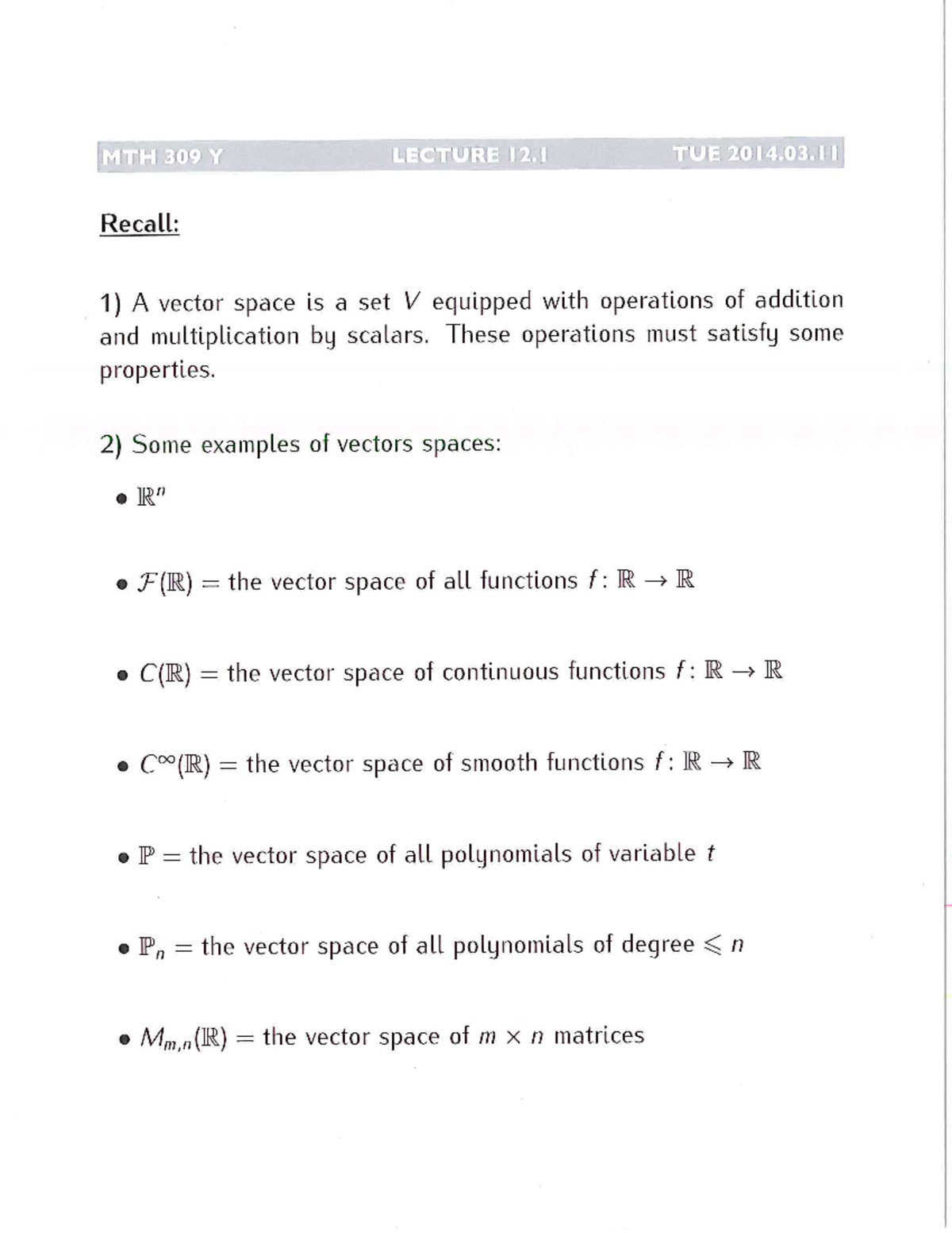 Lecture notes, lecture 12 - Annotated - MATH 309Y - Studocu